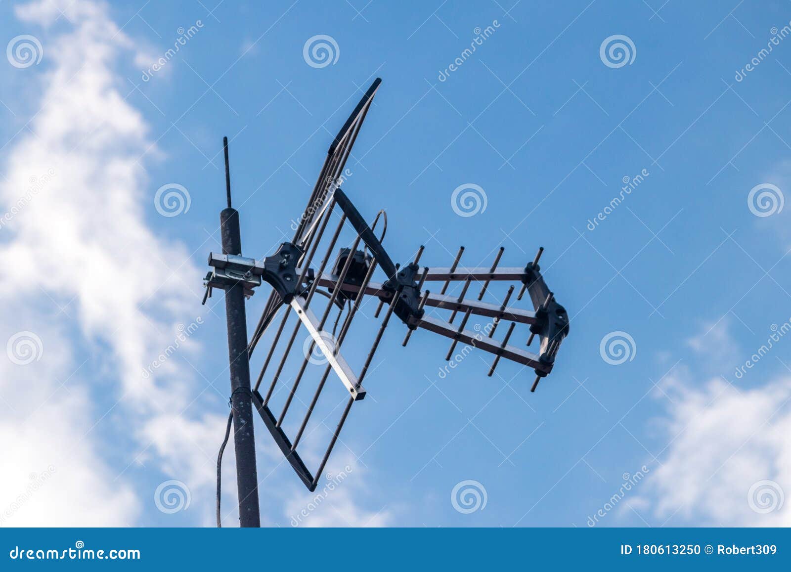 DVB-T TV Antenna on Blue Sky Stock Photo - Image of electronic, aerial ...