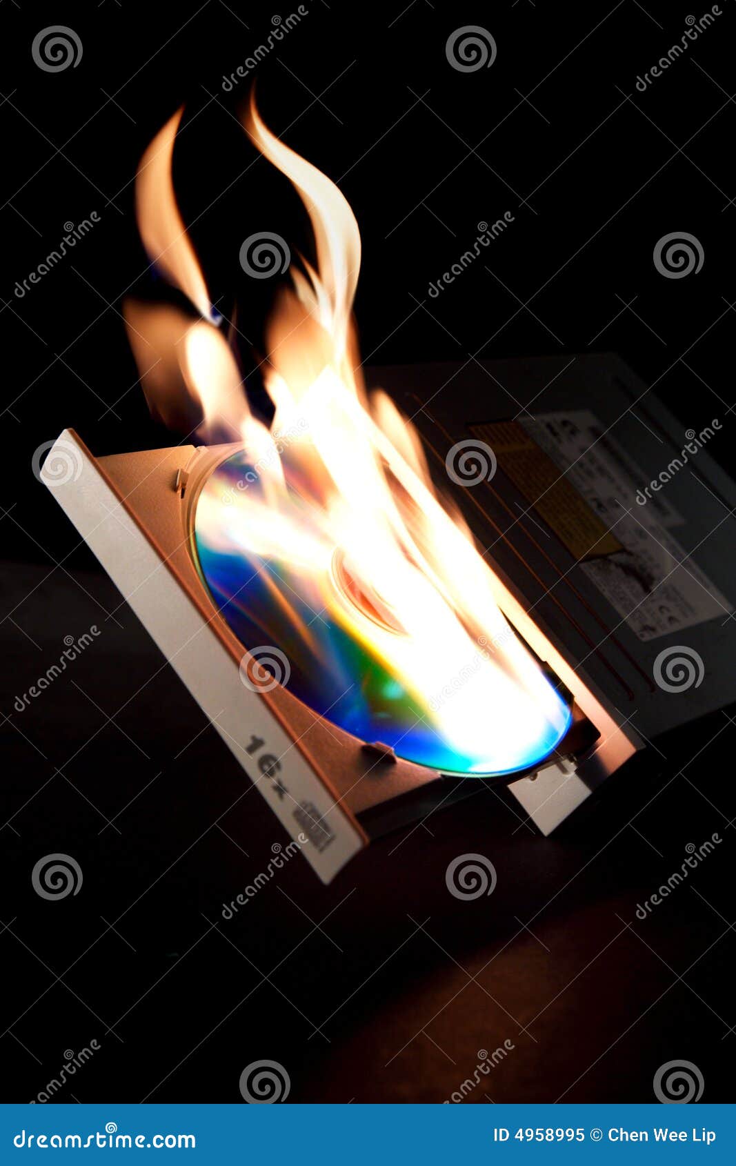 DVD burner stock image. Image of cdrw, fire, disk, burn - 4958995