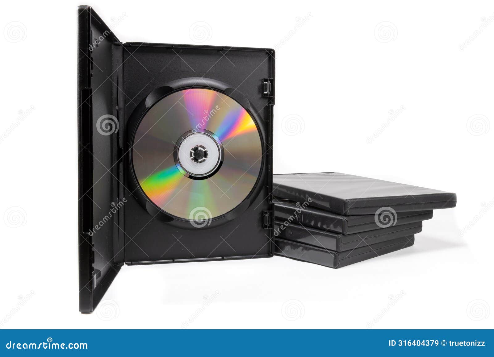 DVD Cases on a White Background Stock Image - Image of black, data ...