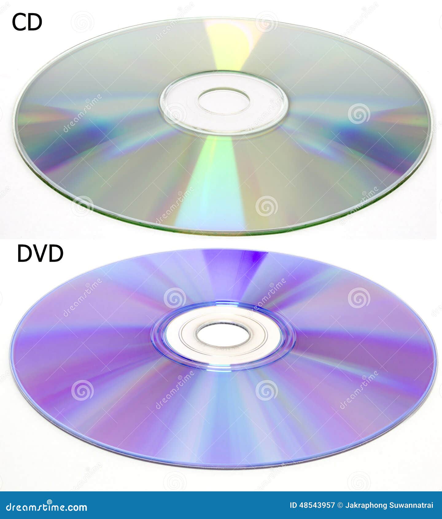 DVD and CD disc compared stock image. Image of storage - 48543957