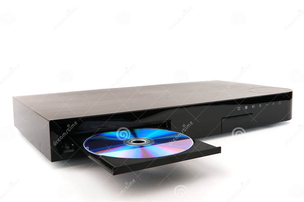DVD, CD Disk Insert To Dvd Player on White Background, Close-up ...