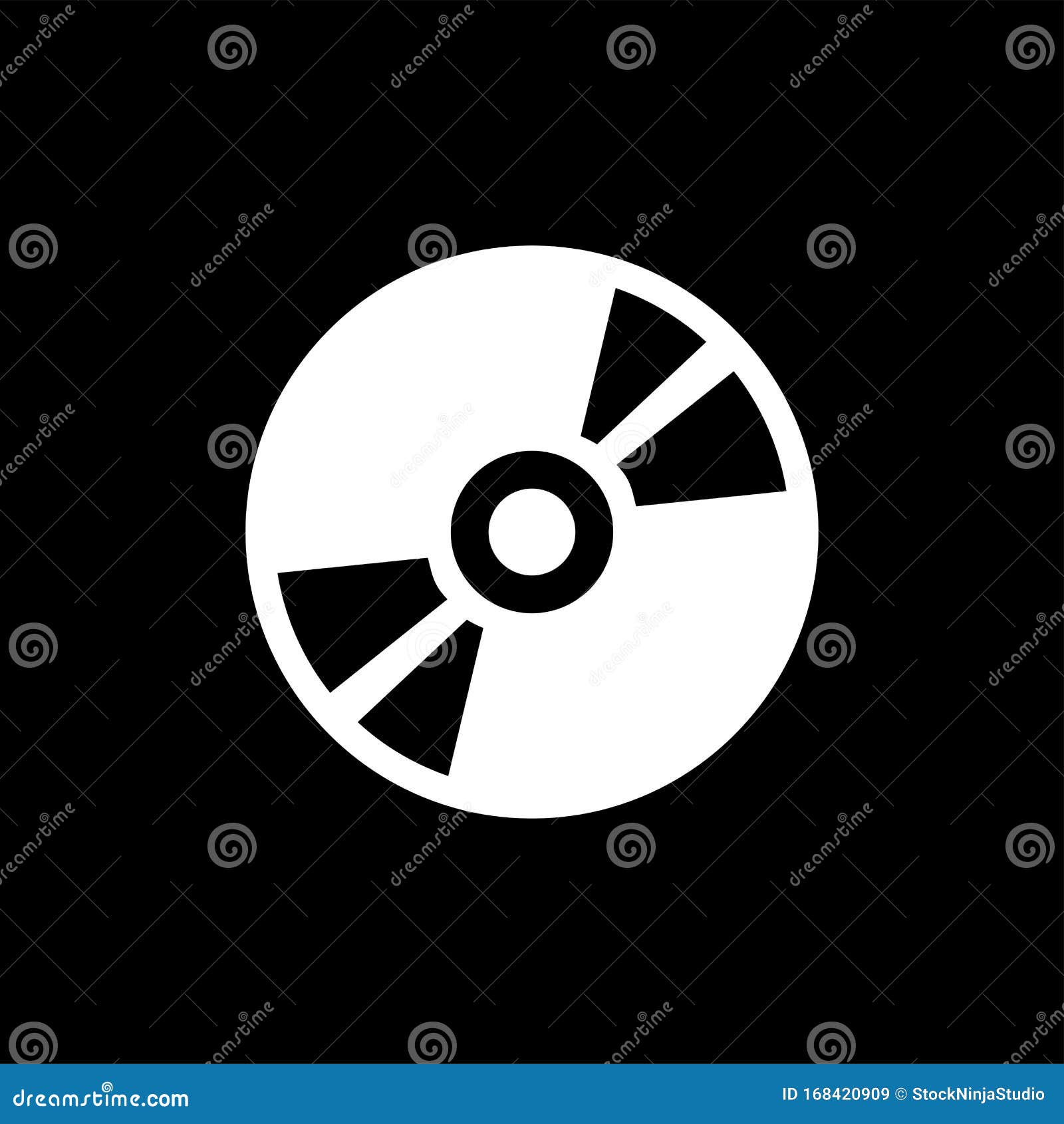 DVD or CD Icon on Black Background. Black Flat Style Vector ...