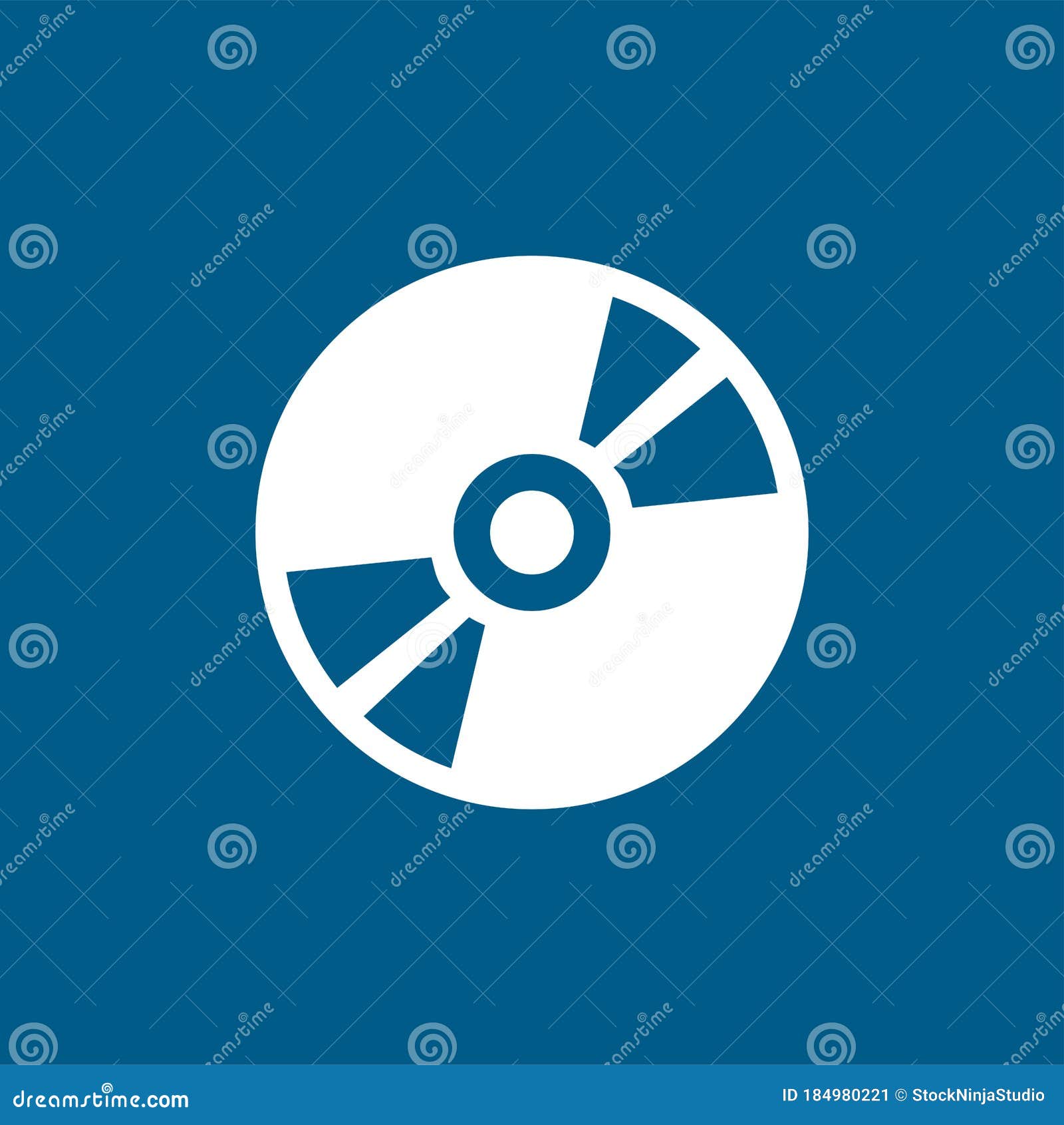 DVD or CD Icon on Blue Background. Blue Flat Style Vector Illustration ...