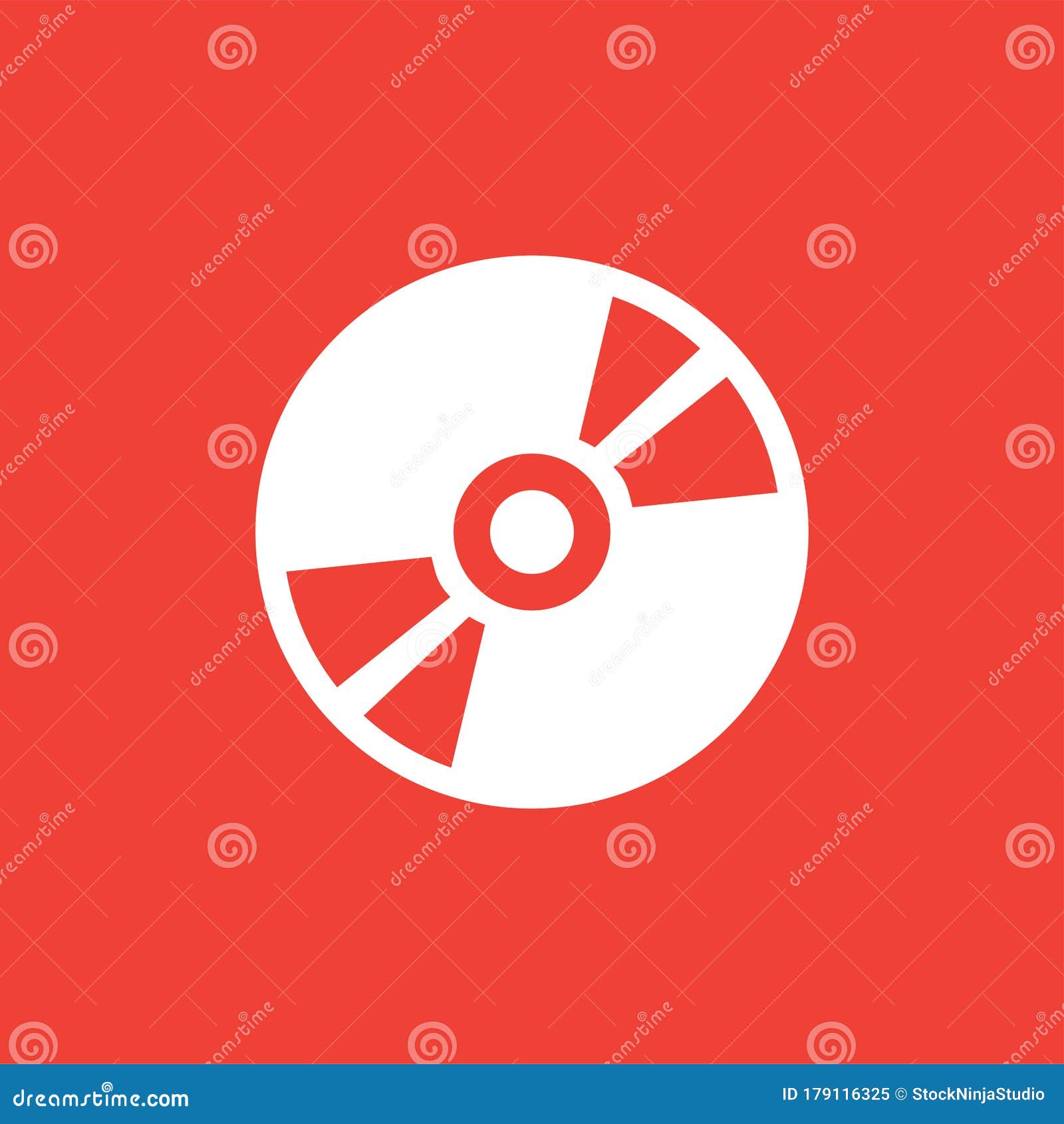 DVD or CD Icon on Red Background. Red Flat Style Vector Illustration ...