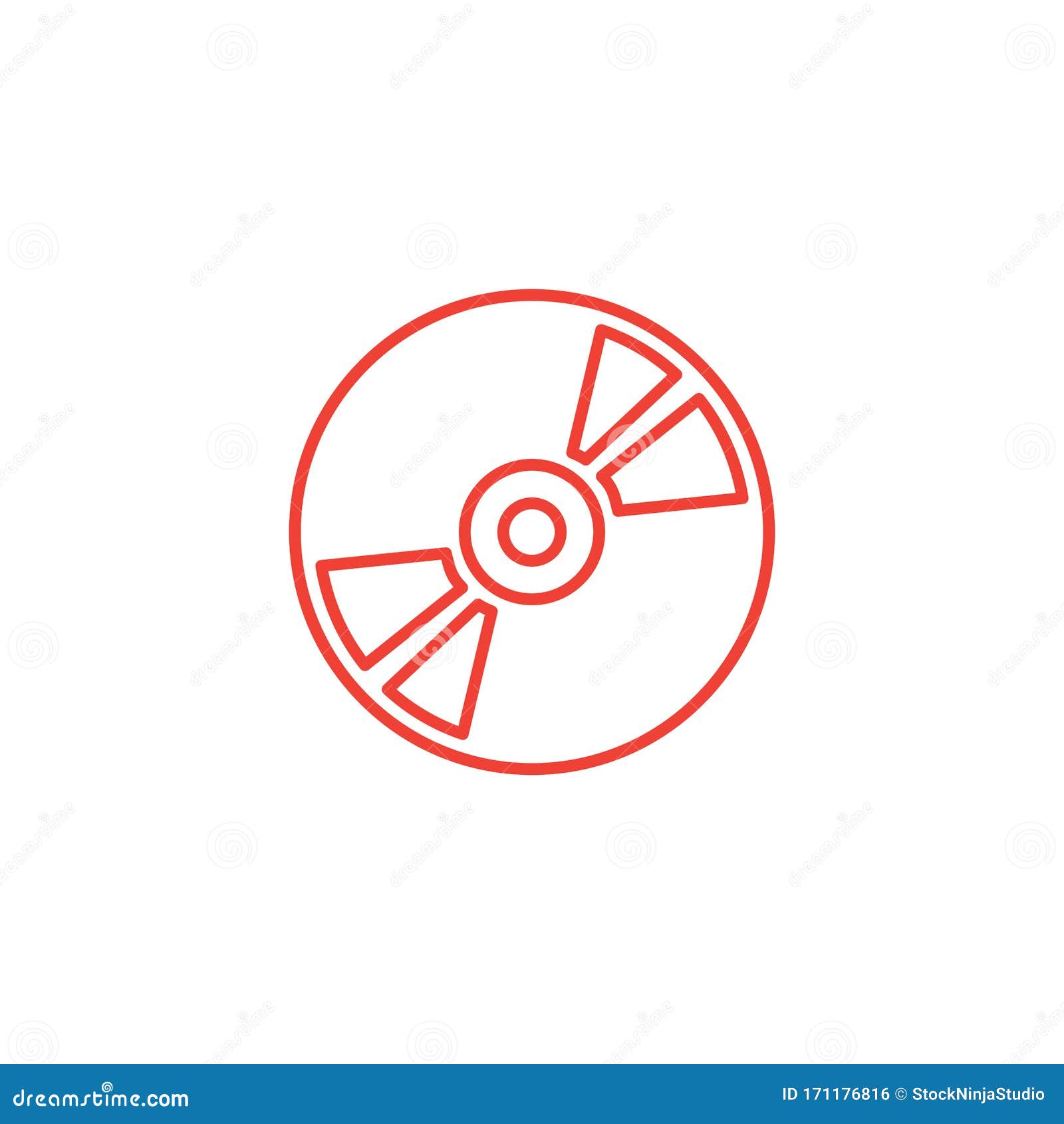 DVD or CD Line Red Icon on White Background. Red Flat Style Vector ...