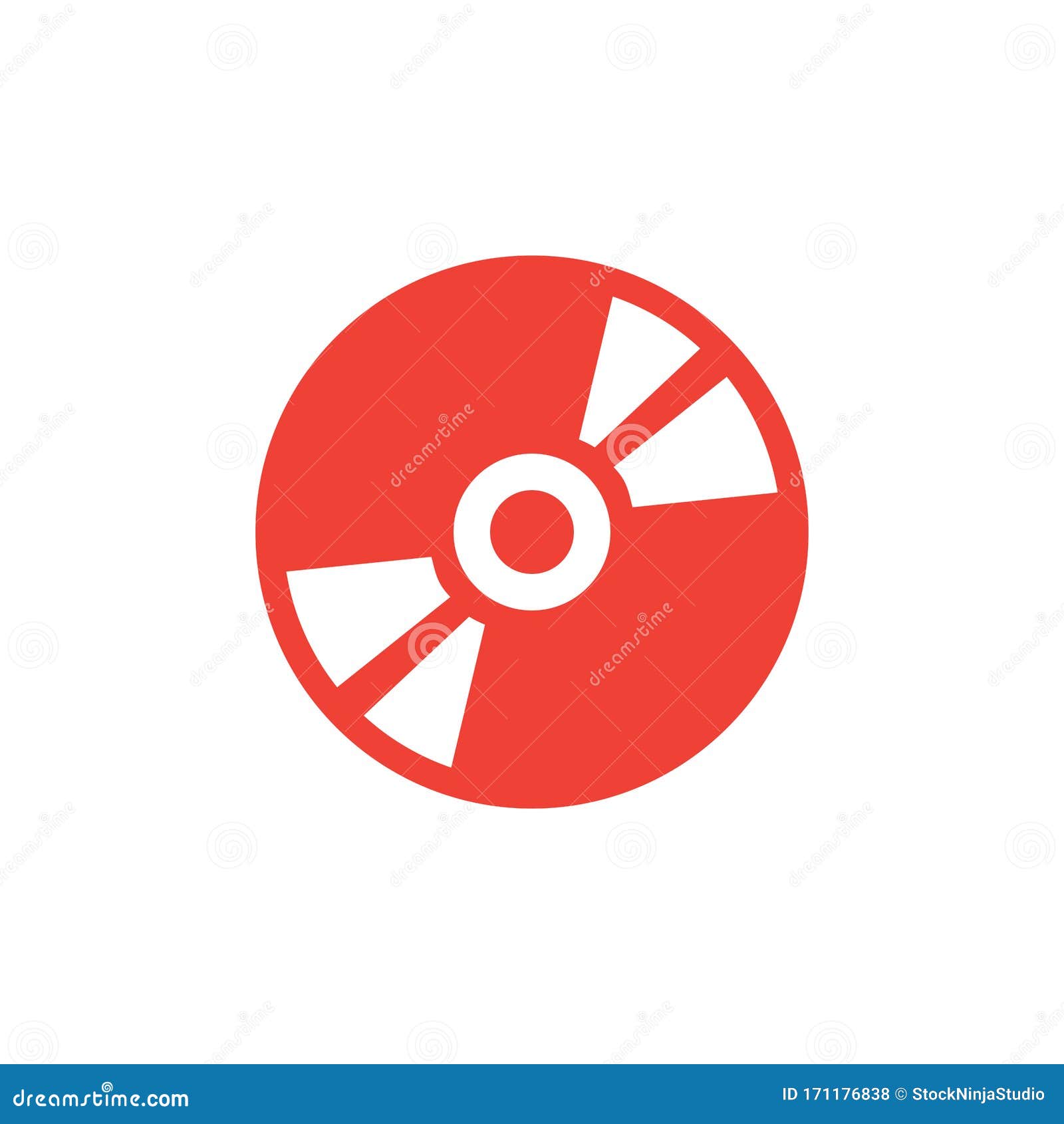 DVD or CD Red Icon on White Background. Red Flat Style Vector ...