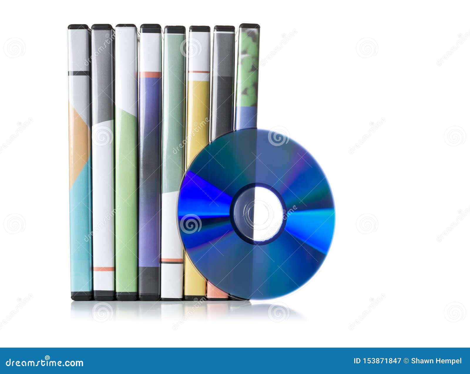 DVD, CD-ROM or Blu-Ray Disc with Stacked Boxes for Movies, Audio or ...