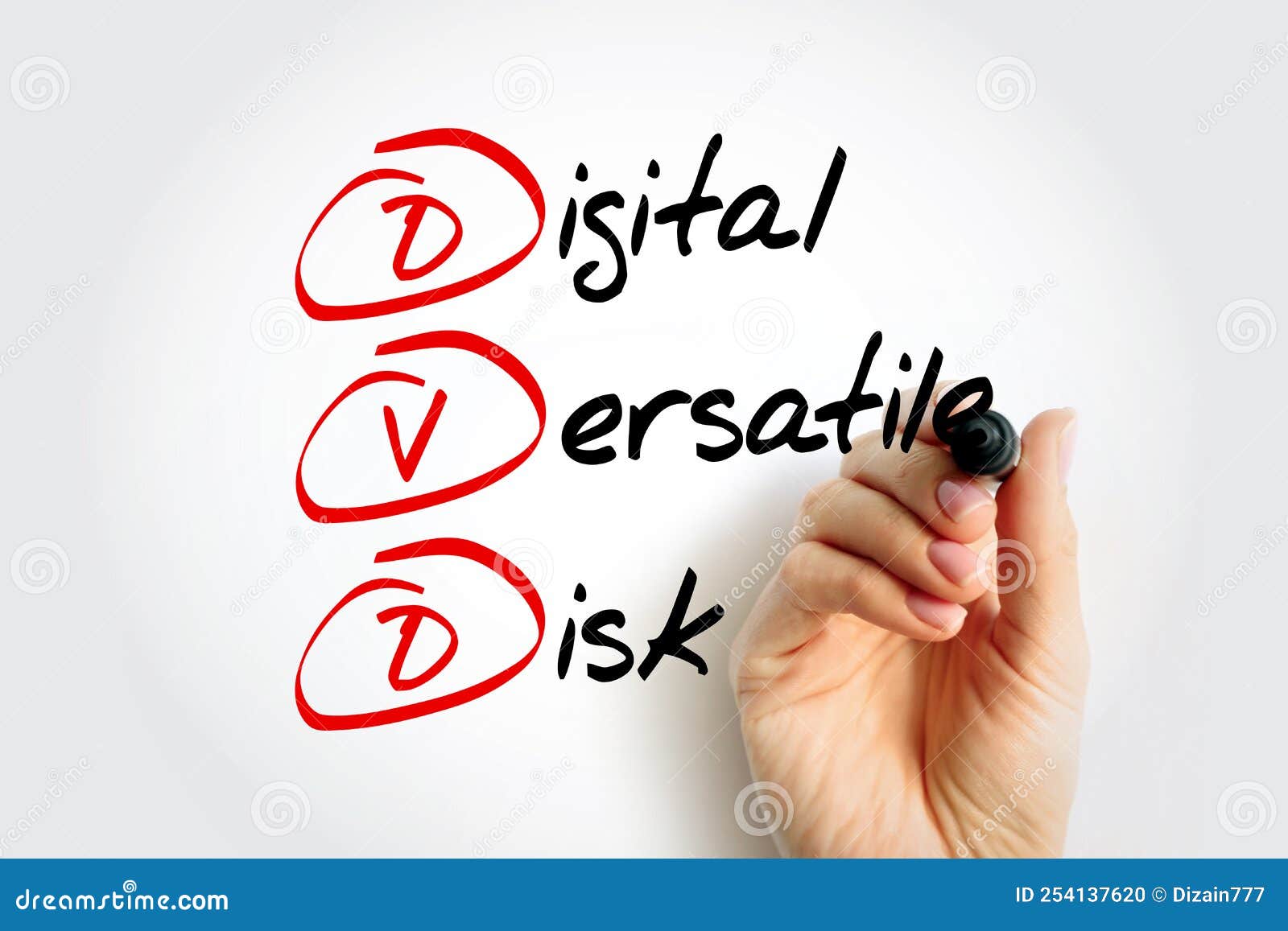 DVD - Digital Versatile Disk Acronym with Marker, Technology Concept ...