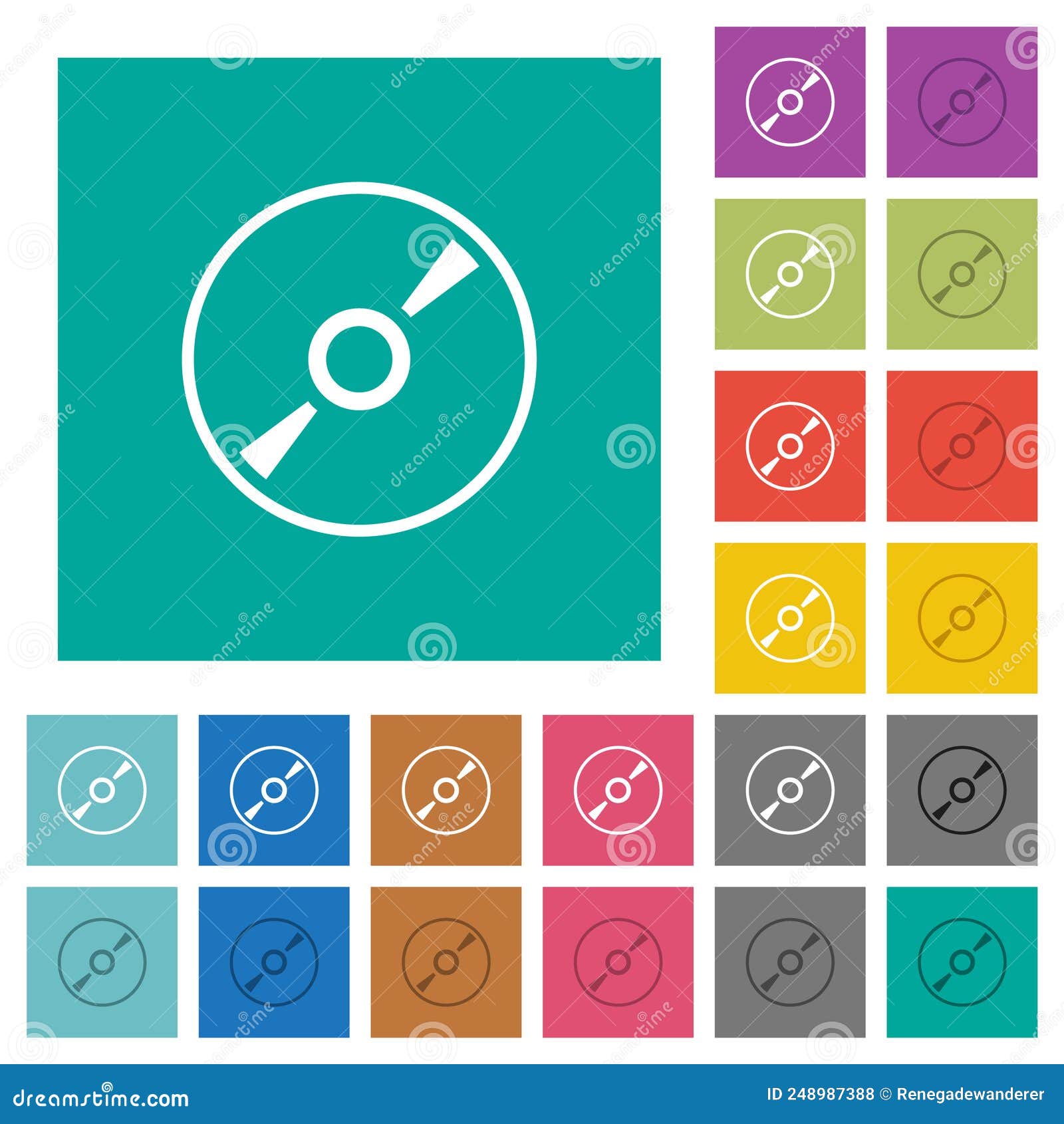 DVD Disk Outline Square Flat Multi Colored Icons Stock Illustration ...