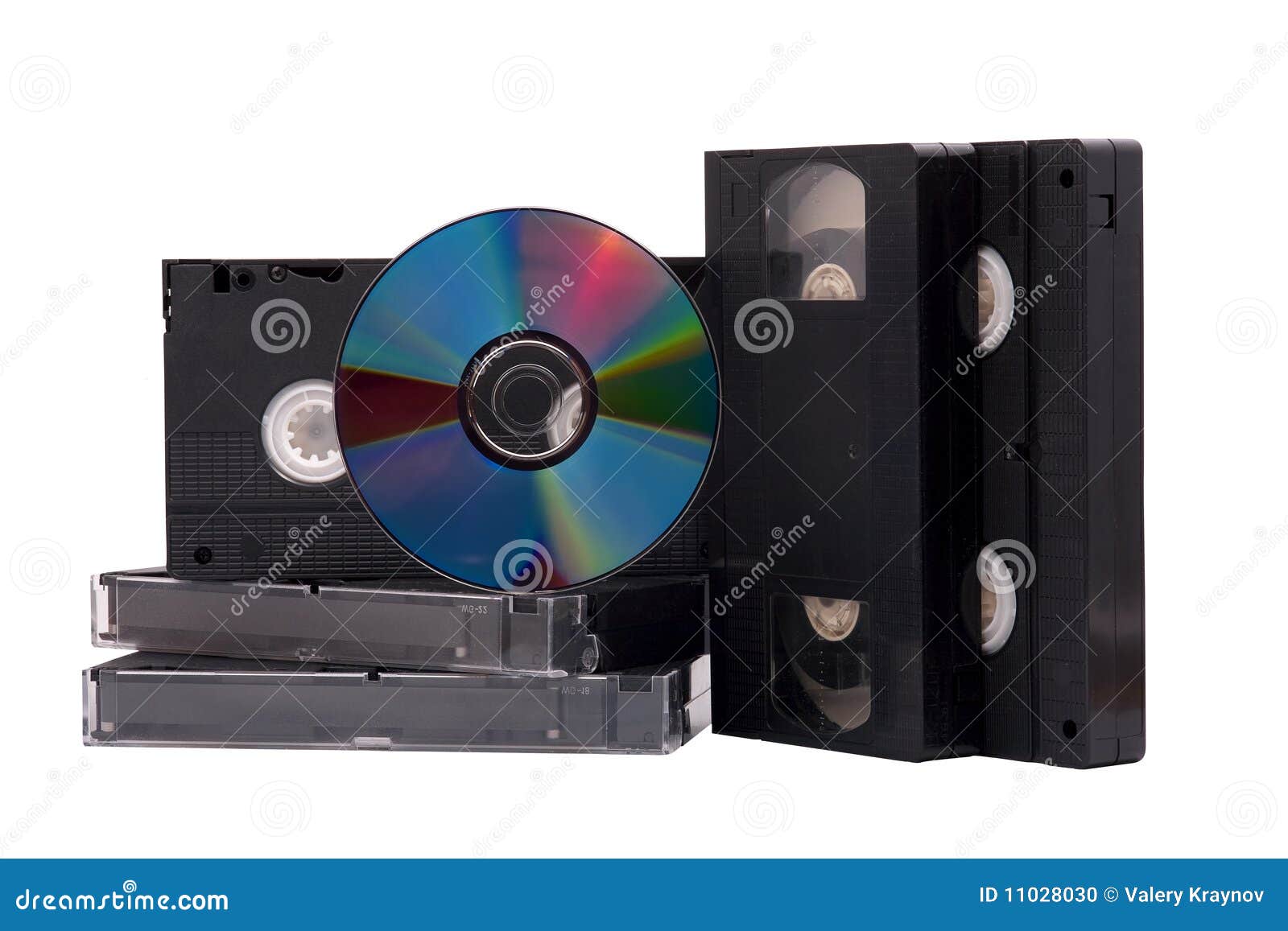 DVD disk and VHS tapes stock photo. Image of television - 11028030