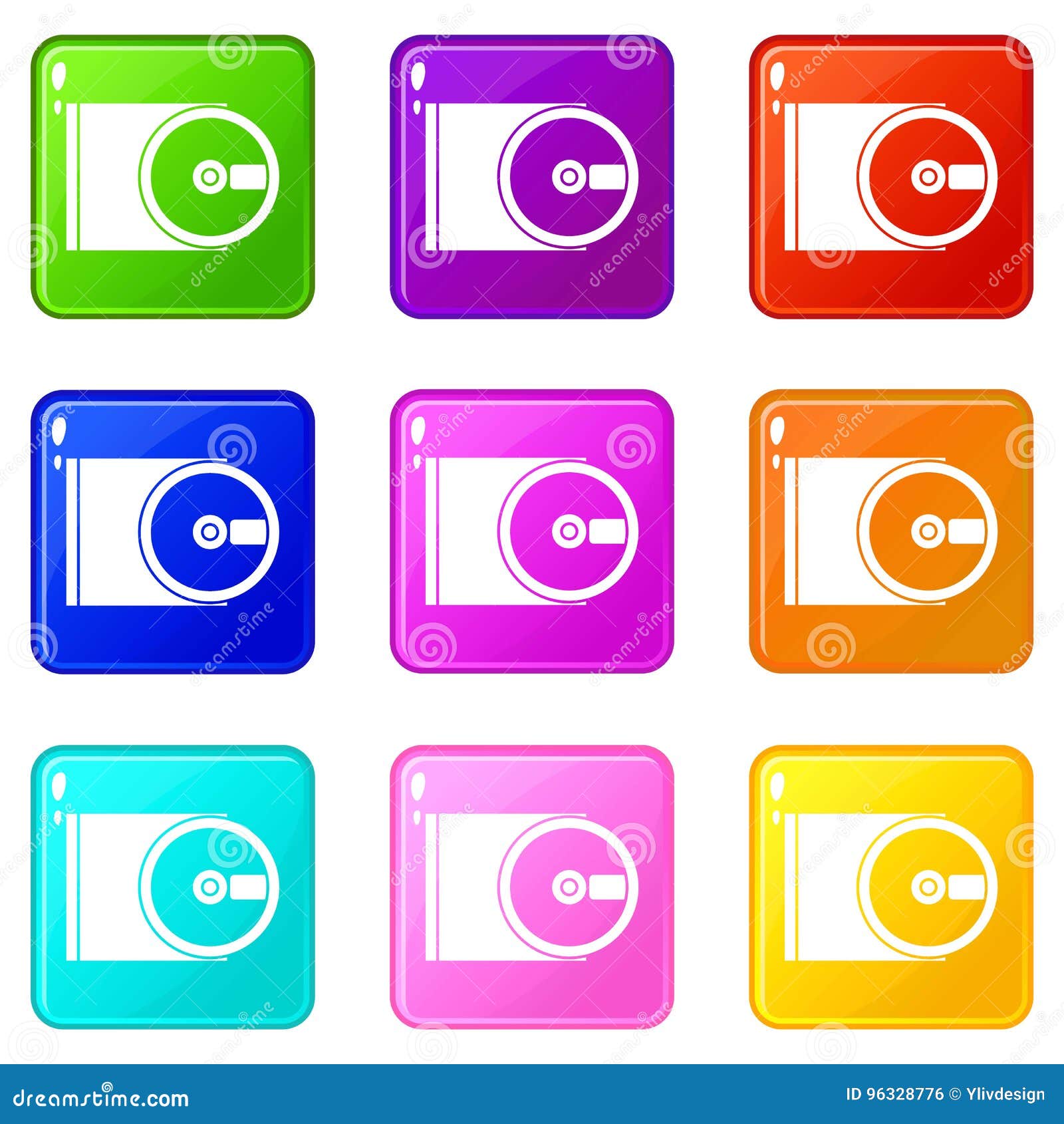 DVD drive open icons 9 set stock vector. Illustration of data - 96328776