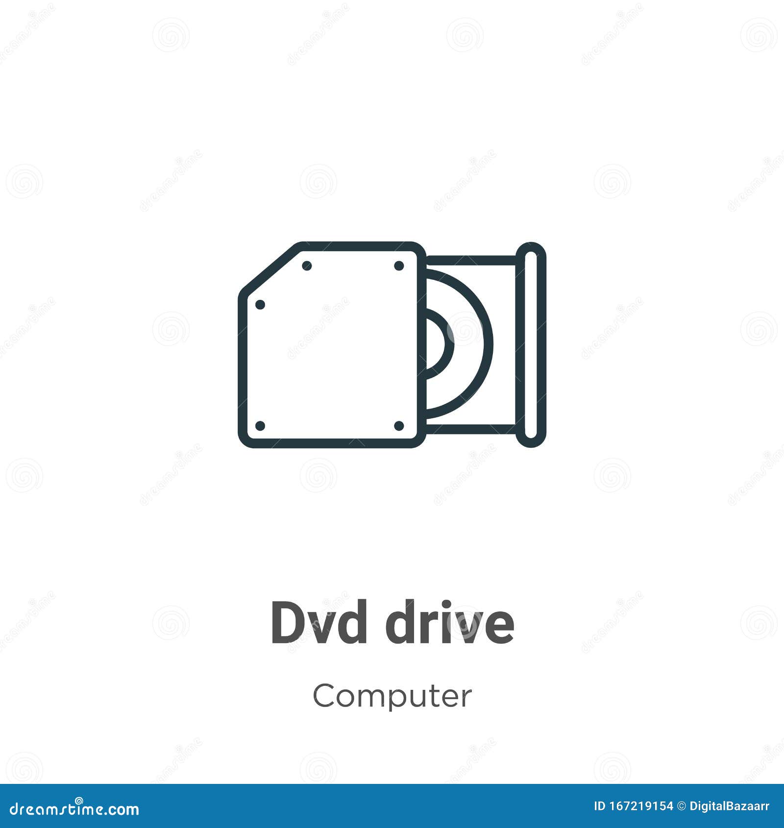 Dvd Drive Outline Vector Icon. Thin Line Black Dvd Drive Icon, Flat ...