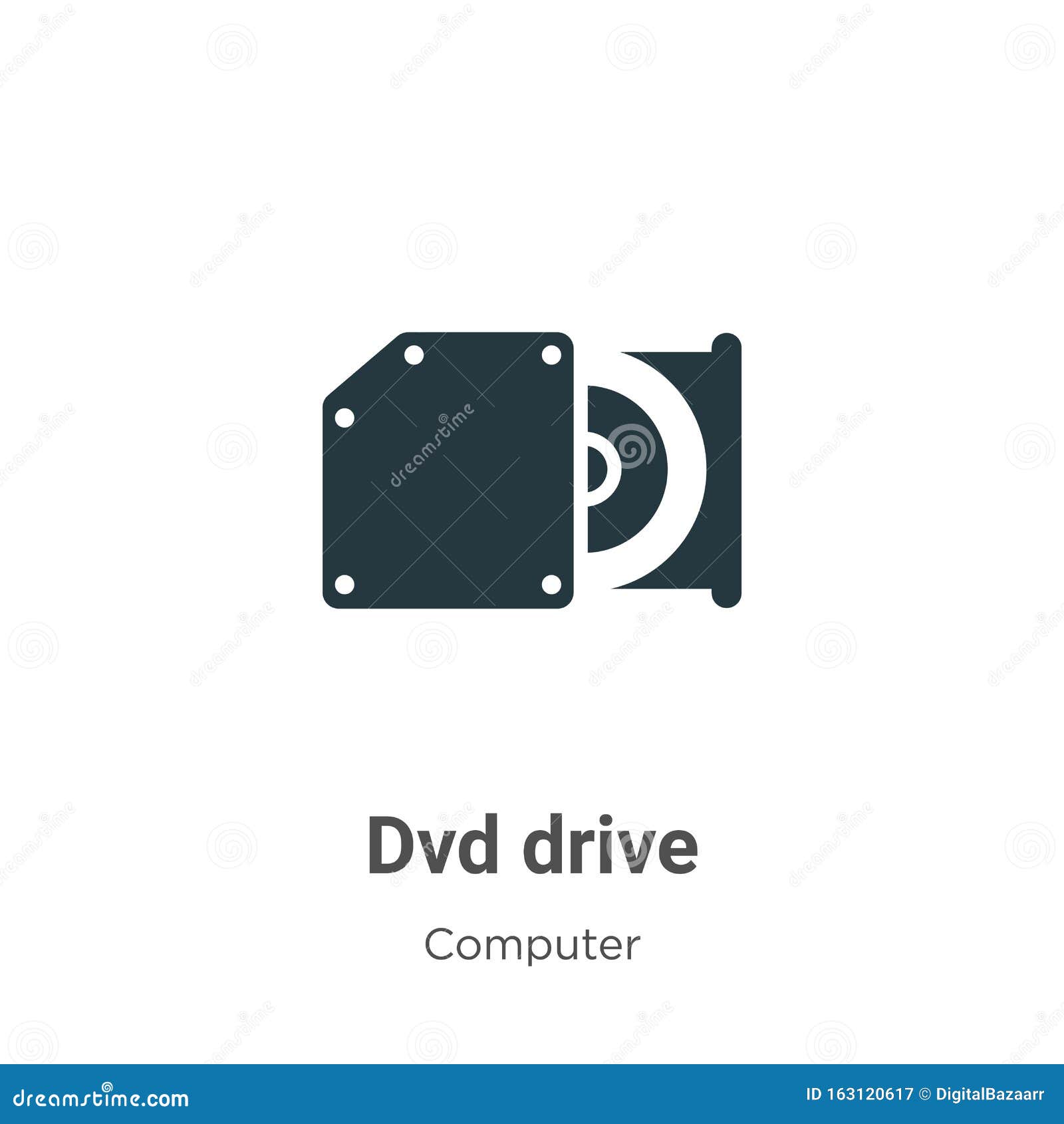 Dvd Drive Vector Icon on White Background. Flat Vector Dvd Drive Icon ...