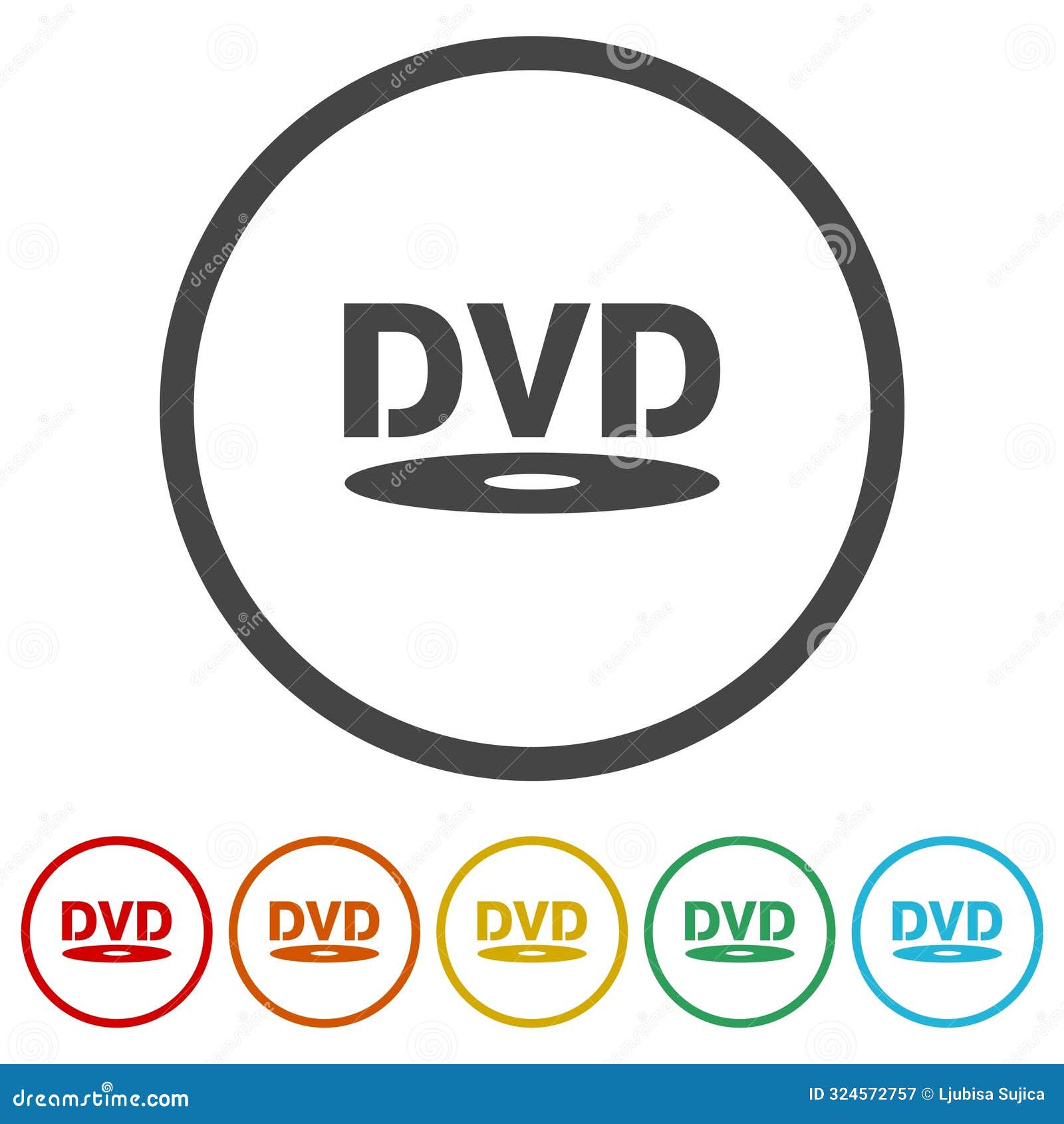 DVD Logo Icon. Set Icons in Color Circle Buttons Stock Vector ...