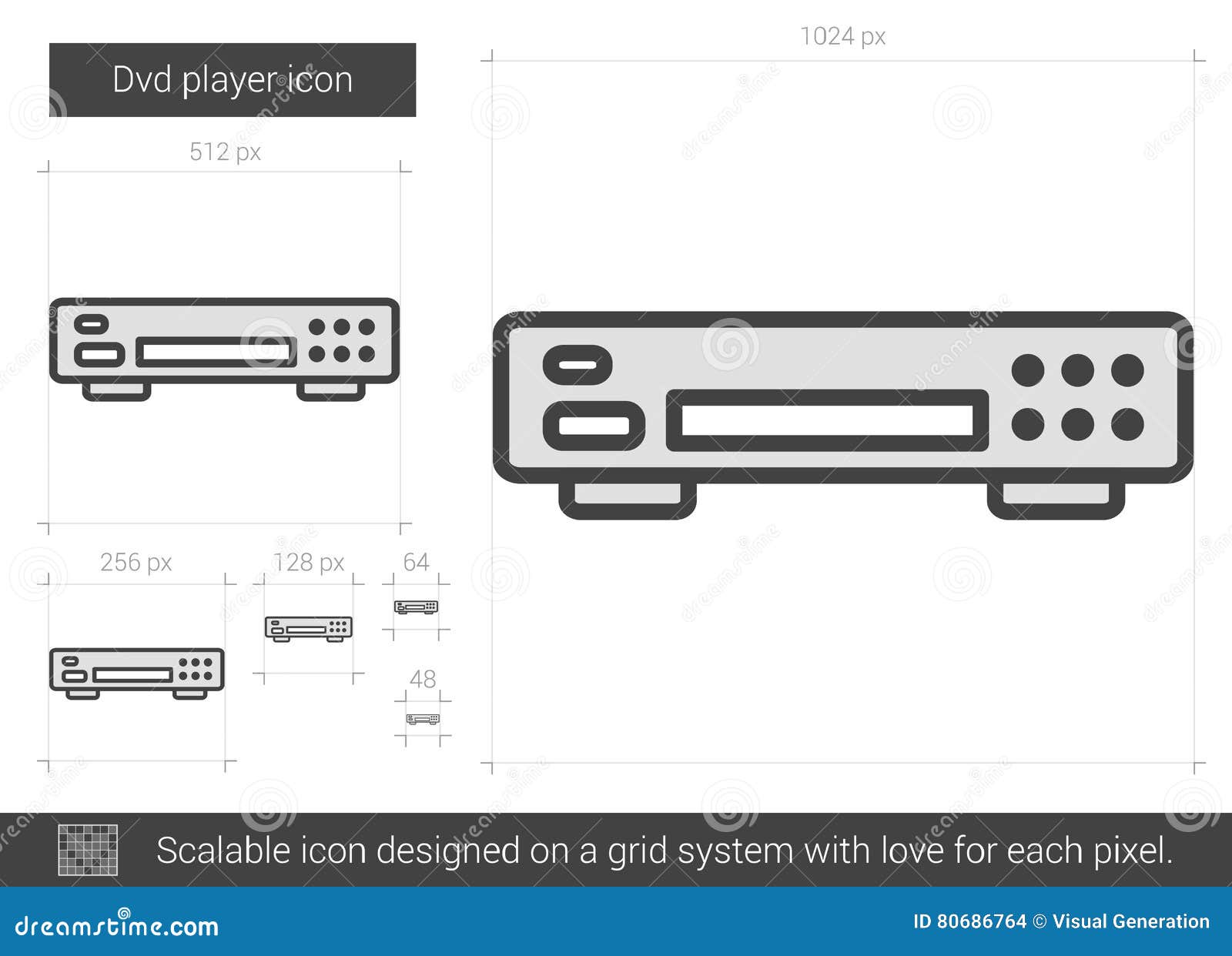 Dvd player line icon. stock vector. Illustration of cinema - 80686764