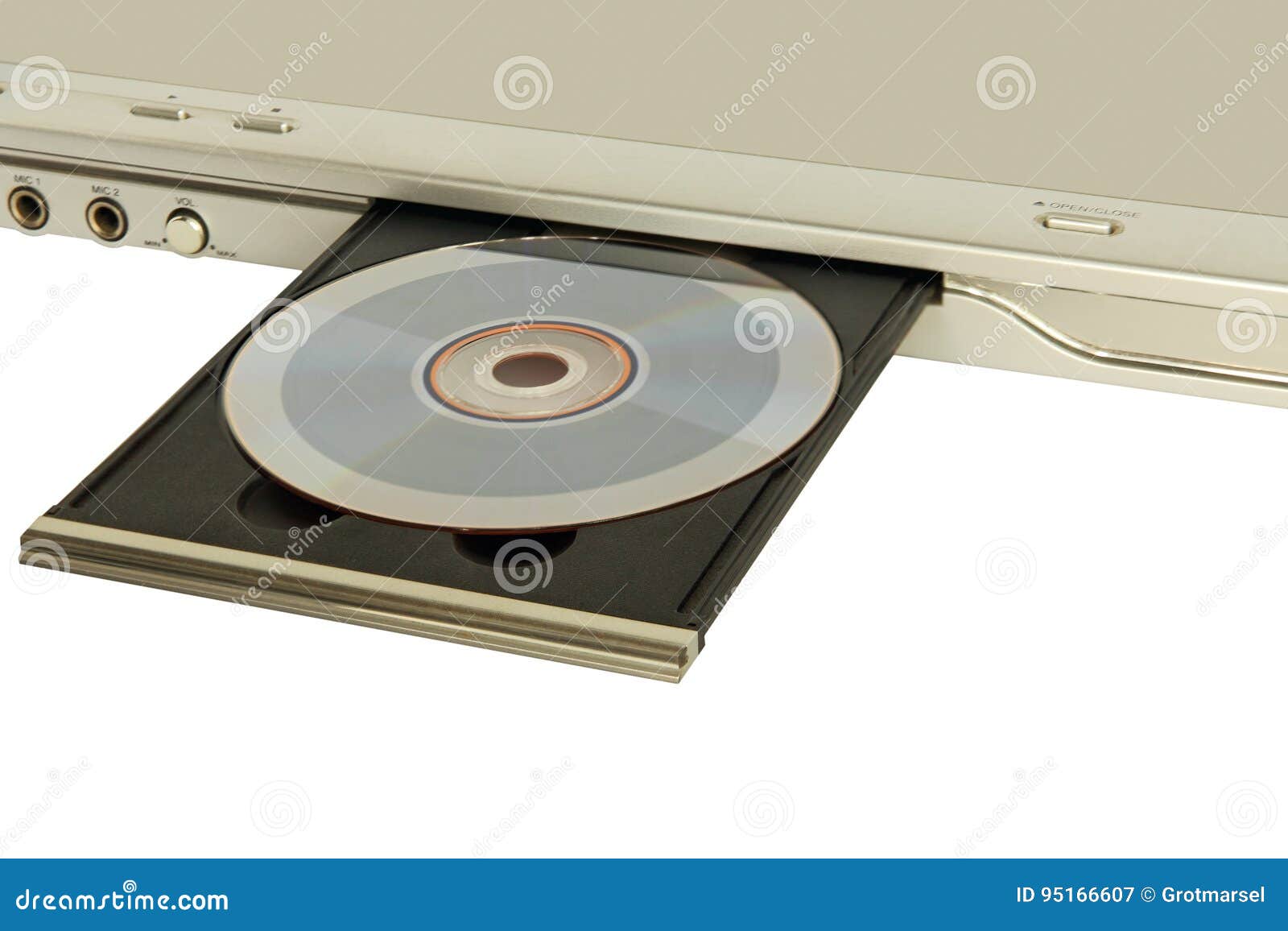 DVD Player with Open Disk Tray Taken Closeup on White, Stock Image ...