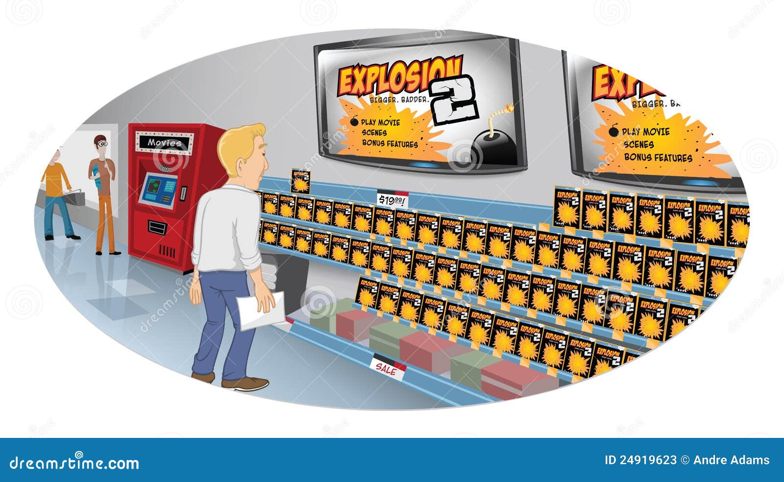 DVD shopping store stock illustration. Illustration of screen - 24919623