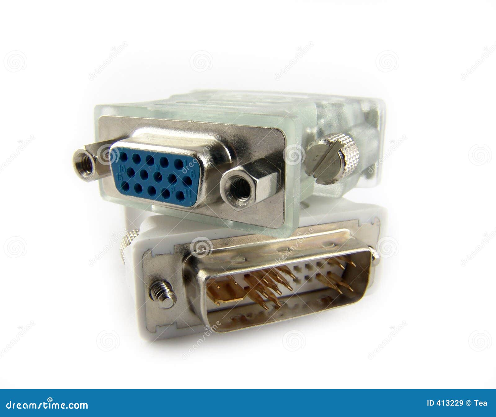 DVI/D-SUB adapter stock image. Image of accessory, white - 413229