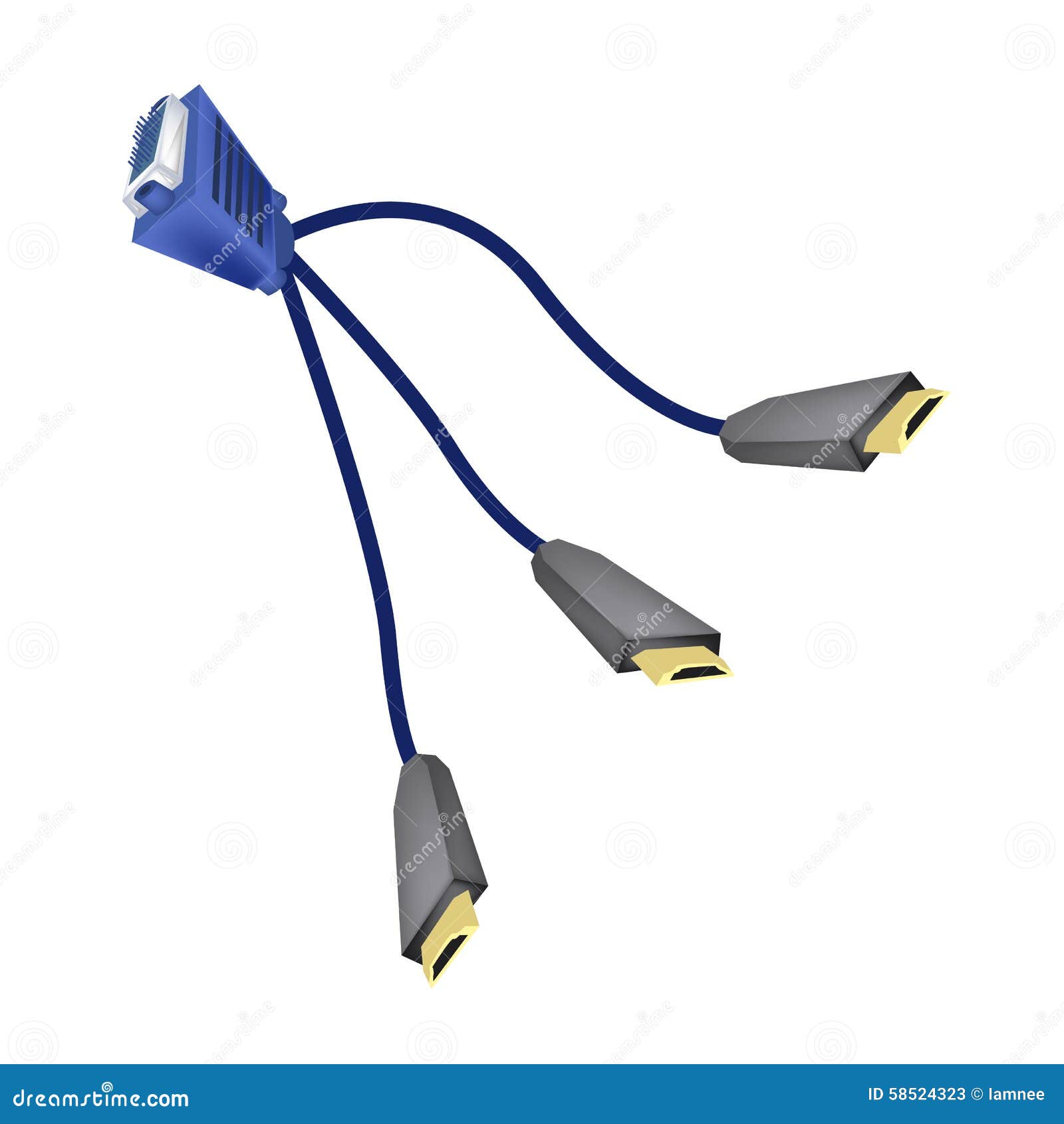DVI Digital Video Interface or VGA To HDMI Cables Stock Vector ...