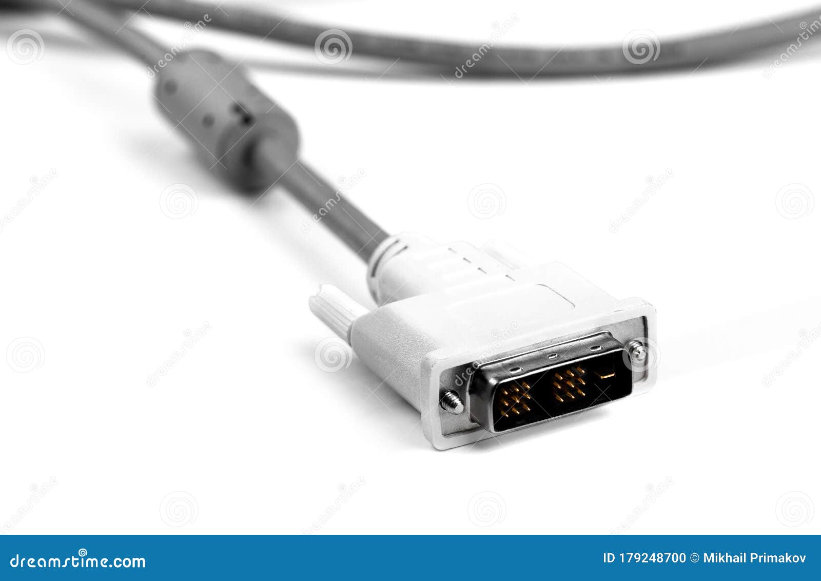 DVI Plug, White Cable Isolated on White Background Stock Photo - Image ...