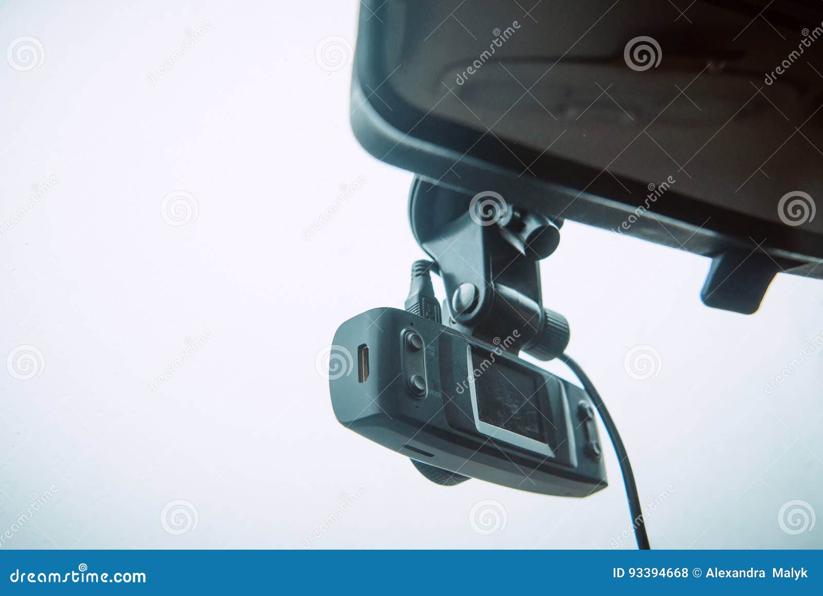 A Car Dash Cam Mounted on the Front Windshield Recording the Traffic ...