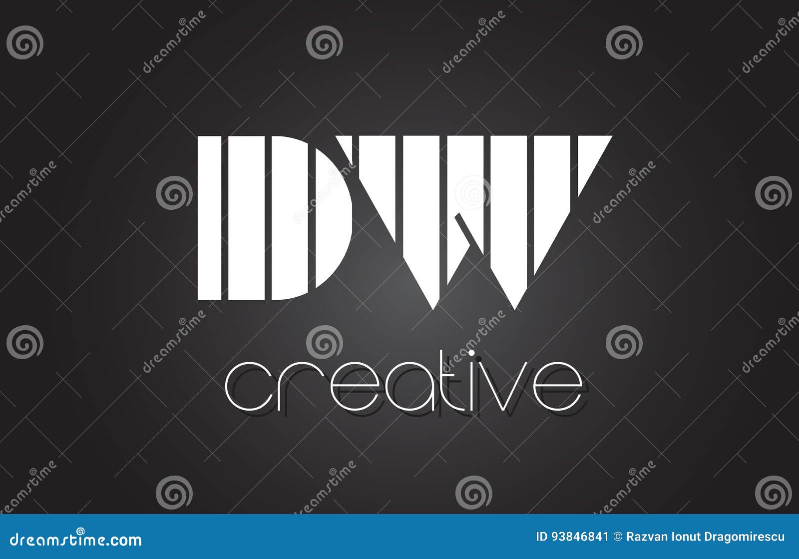 DW D W Letter Logo Design with White and Black Lines. Stock Vector ...