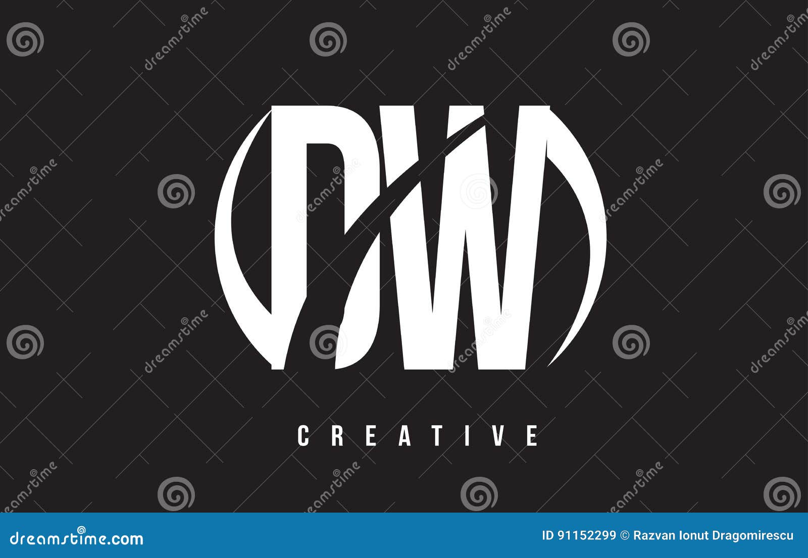 DW D W White Letter Logo Design with Black Background. Stock Vector ...