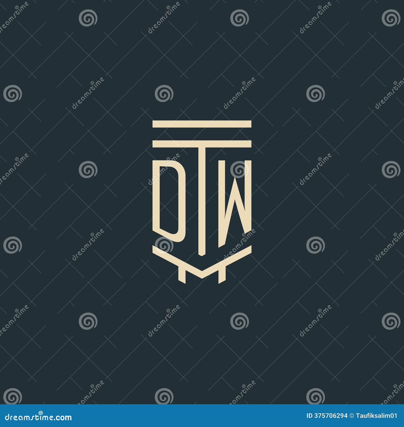 DW Initial Monogram With Simple Line Art Pillar Logo Designs Vector ...