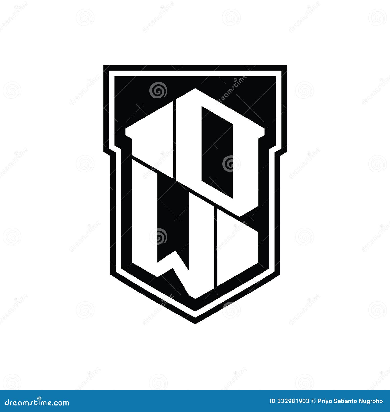 DW Logo Monogram Hexagon Geometric Up and Down Inside Shield Isolated ...