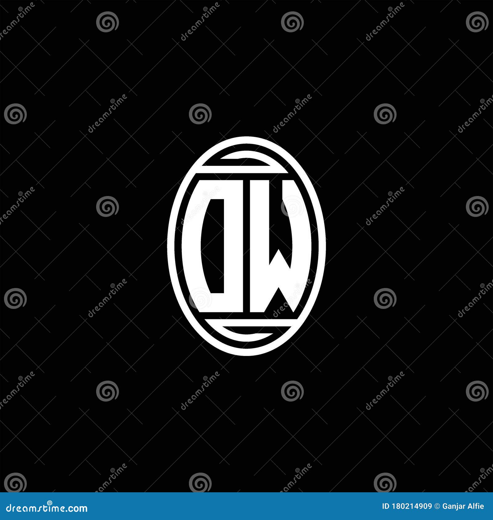 DW Monogram Logo Isolated on Oval Rotate Shape Stock Vector ...