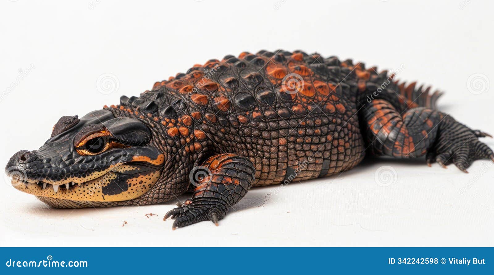 Dwarf Caiman with Rough Textured Skin and Sharp Teeth Lies in Isolation ...