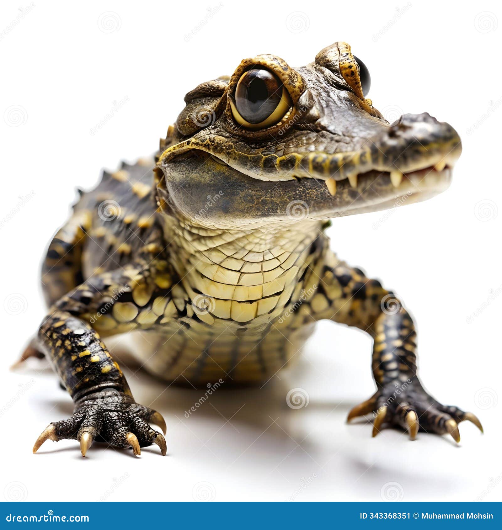 Dwarf Crocodile Full Body Clearly Photo on White Background. Stock ...