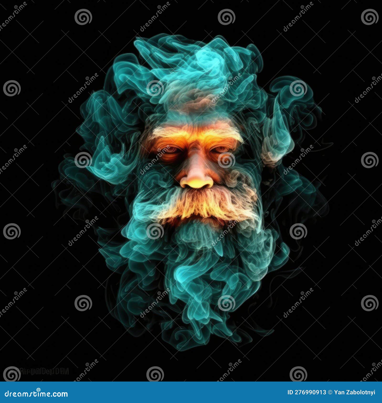Dwarf Face Shape In Fire On Black Background. Generative AI Stock Image ...