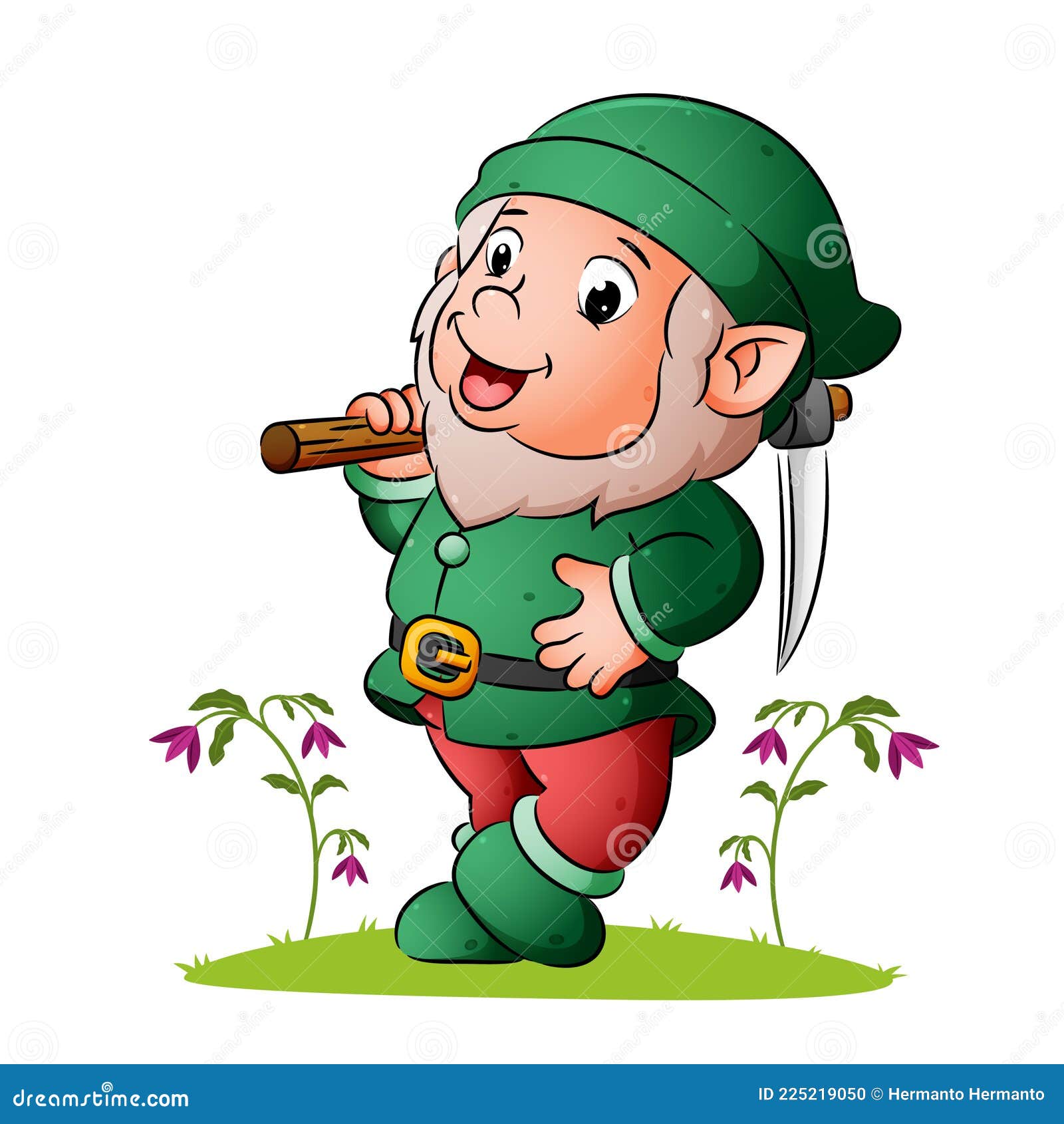 The Dwarf is Holding and Shoulder the Pick Axe Stock Vector ...