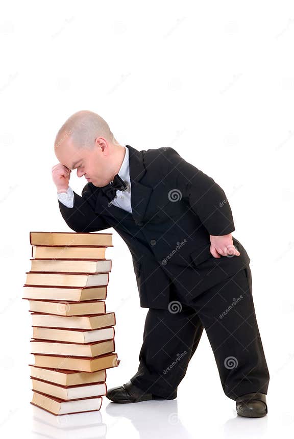 Dwarf, Little Man with Books Stock Image - Image of learn, midget: 4295047