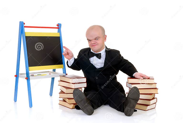 Dwarf, Little Man with Books Stock Photo - Image of dwarfism, library ...