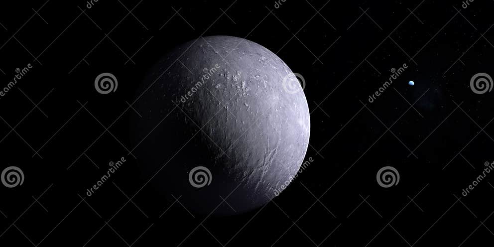 Dwarf Planet 90482 Orcus with Neptune Stock Illustration - Illustration ...
