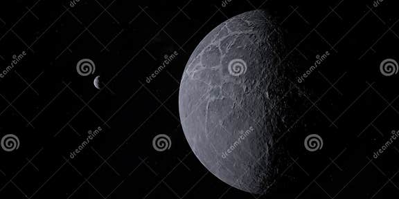 Dwarf Planet 90482 Orcus with Vanth Moon Stock Illustration ...