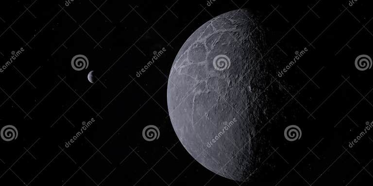 Dwarf Planet 90482 Orcus with Vanth Moon Stock Illustration ...