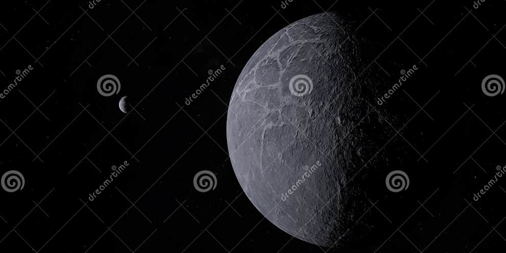 Dwarf Planet 90482 Orcus with Vanth Moon Stock Illustration ...
