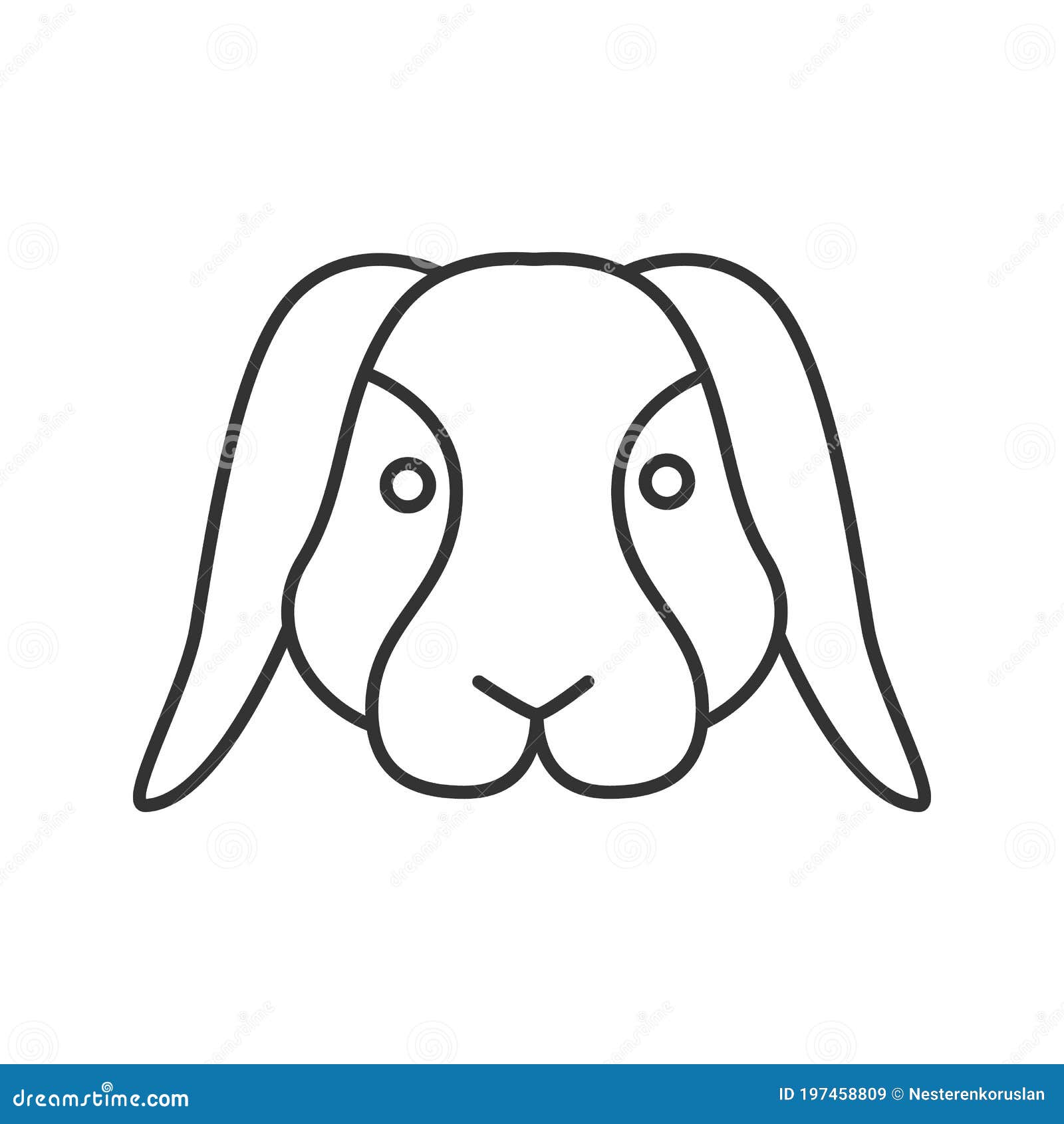 Dwarf rabbit linear icon stock vector. Illustration of domestic - 197458809