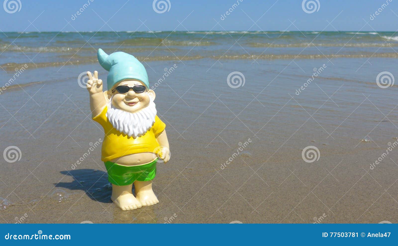 Dwarf with Sunglasses Seaside Makes Peace Sign Stock Image - Image of ...