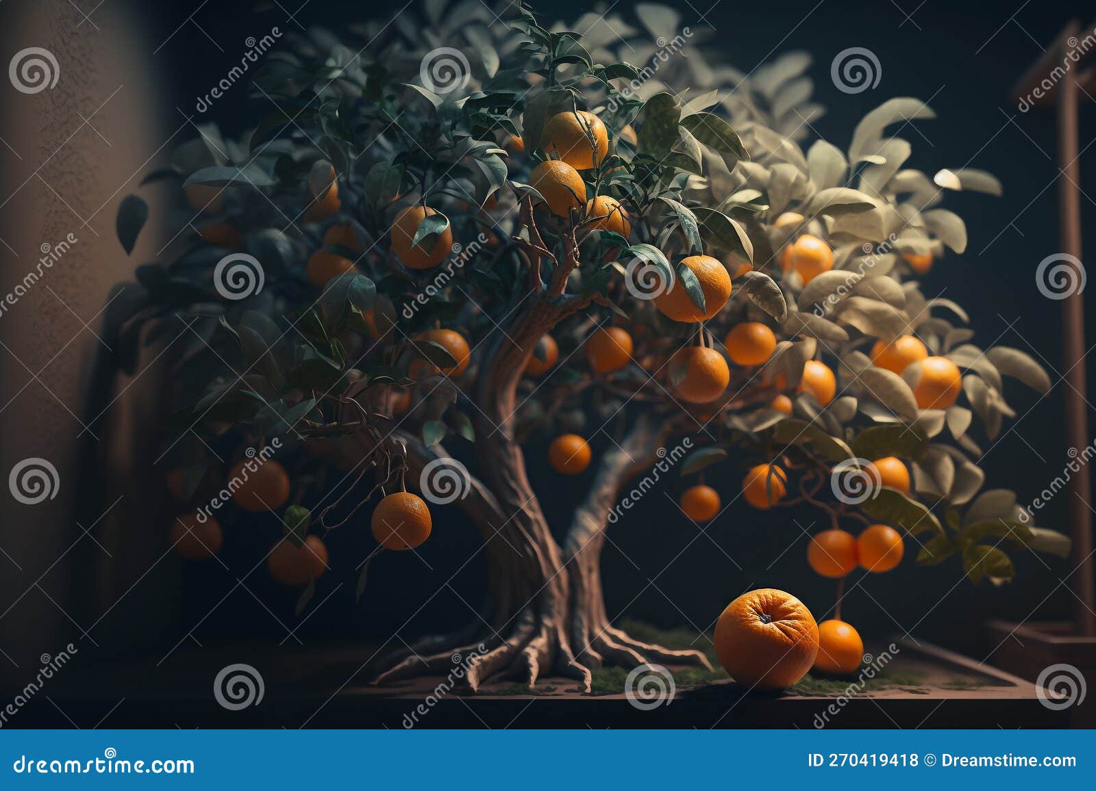 Dwarf Tangerine Mandarin Tree Illustration Generative AI Stock ...