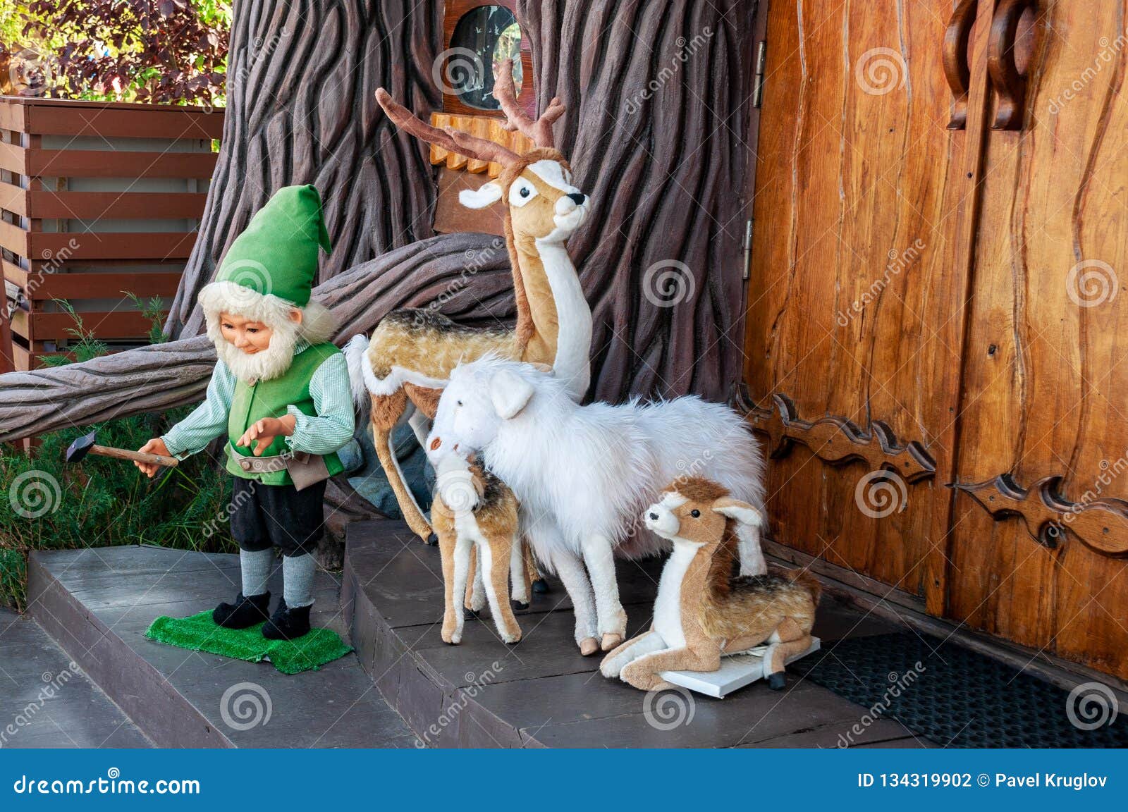 Dwarf, Three Deer and a Sheep Stock Photo - Image of forest, outdoor ...