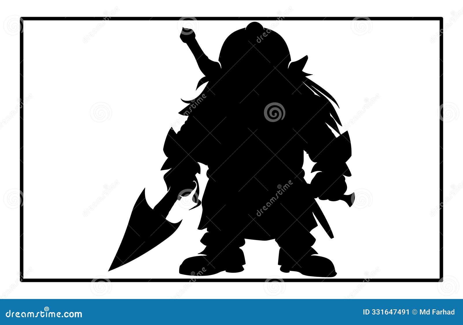 Silhouette Of A Dwarf On Rocky Terrain For Gaming And Historical ...