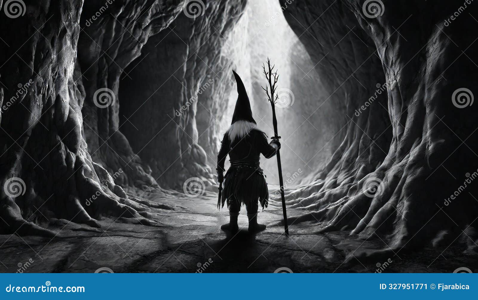 A Dwarf Wizard in a Dark Cave Stock Illustration - Illustration of ...