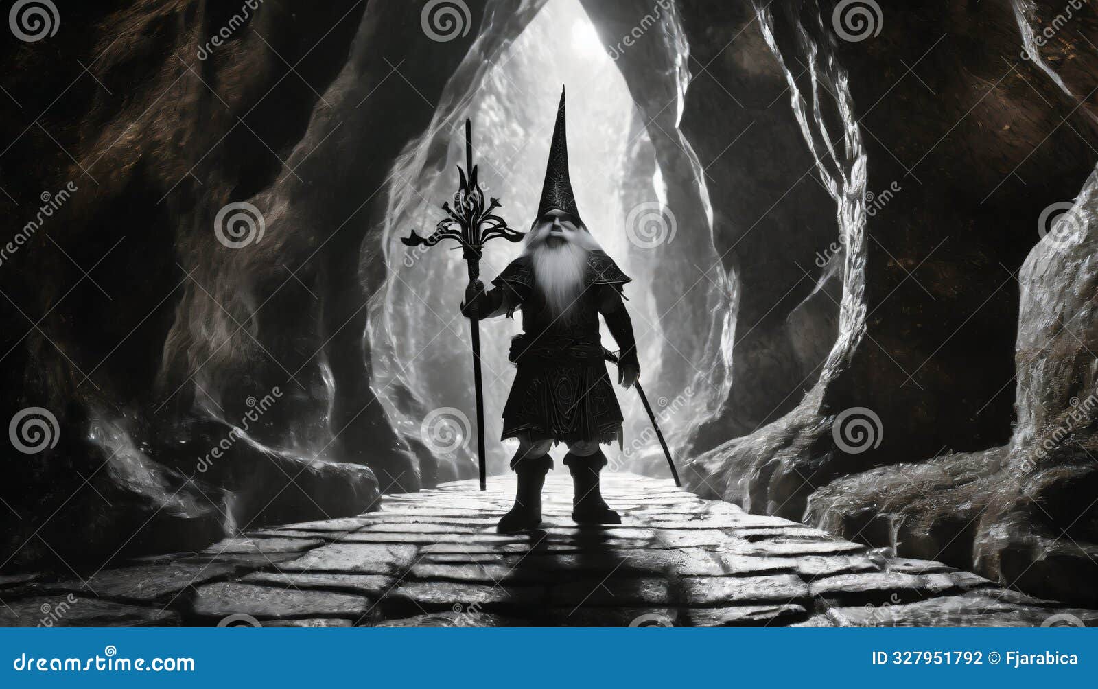 A Dwarf Wizard in a Dark Cave Stock Illustration - Illustration of ...