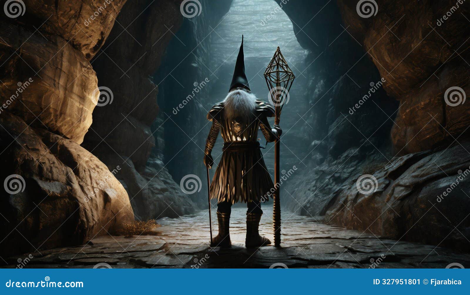 A Dwarf Wizard in a Dark Cave Stock Illustration - Illustration of ...