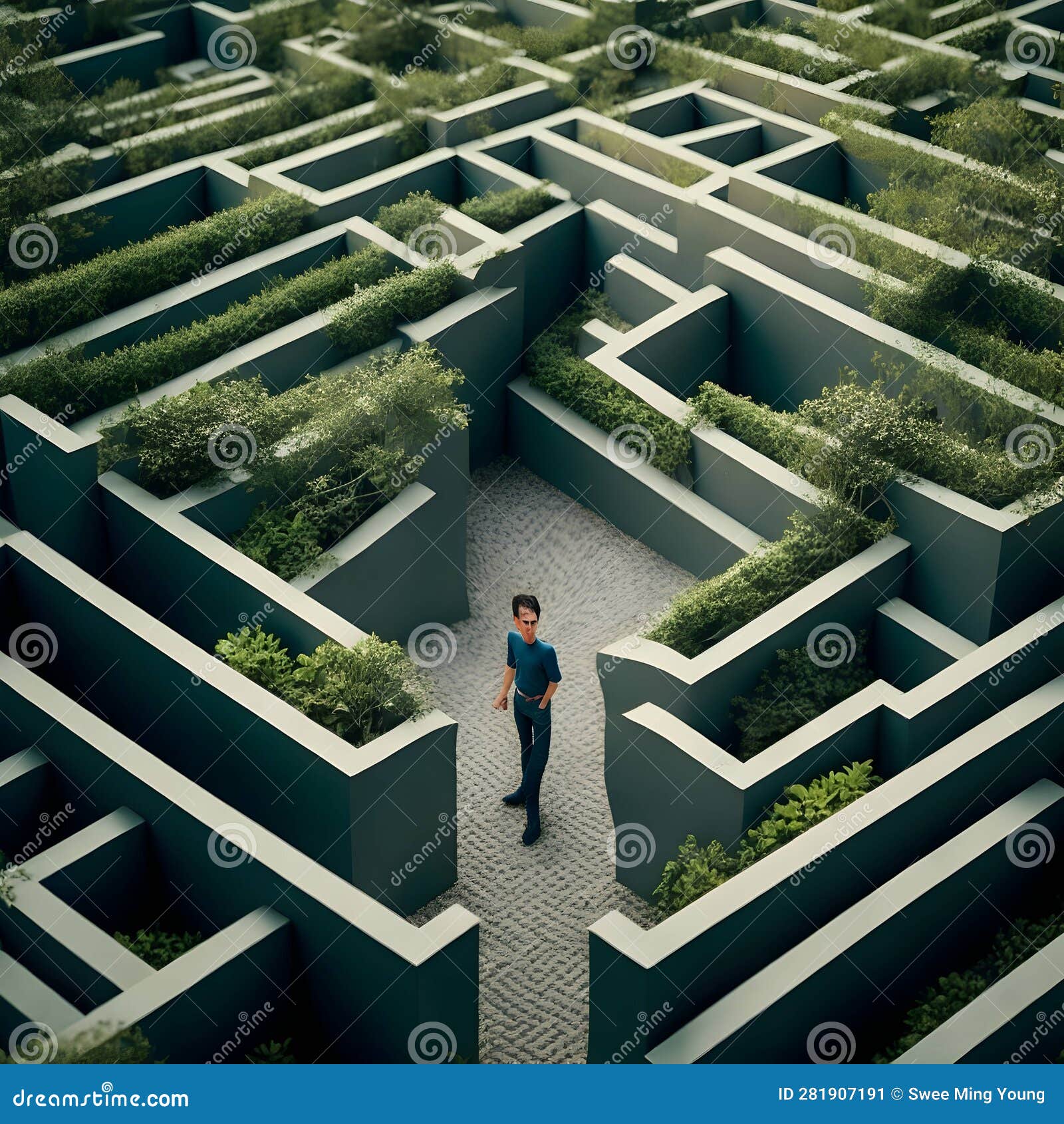 Dwarfed by a Towering 3D Hedge Maze Environment Which Inspired by the ...