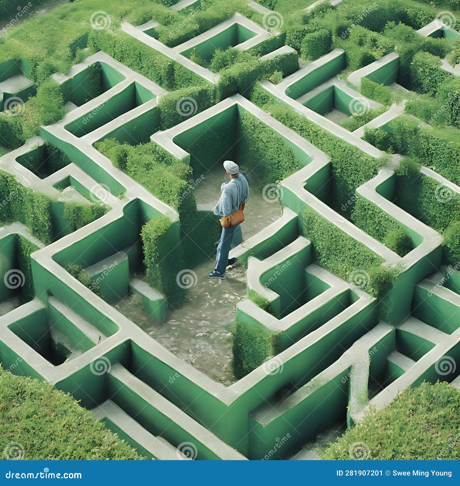 Dwarfed by a Towering 3D Hedge Maze Environment Which Inspired by the ...